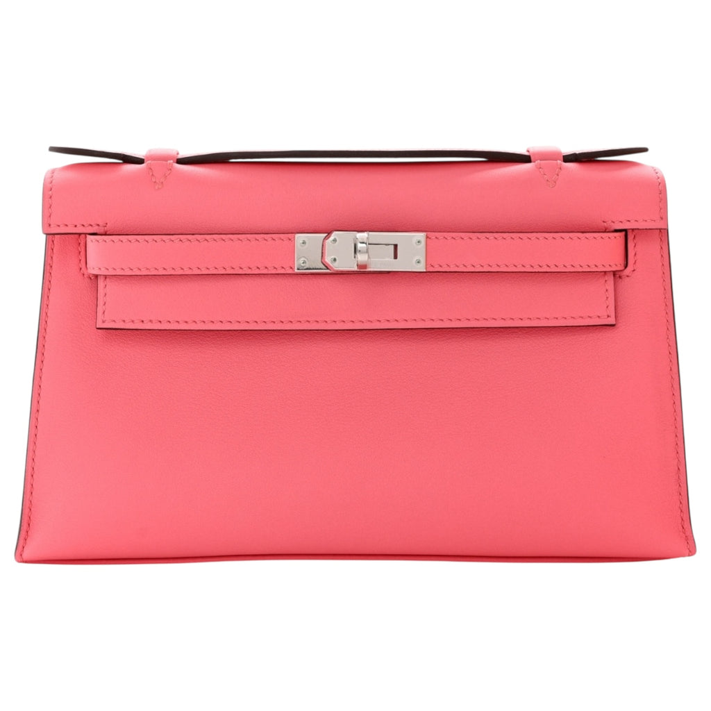 Hermès Kelly Pochette Rose Azalée Swift Leather With Palladium Hardwar ...